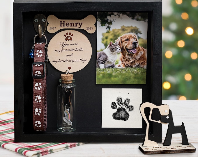 Pet Memorial Shadowbox for Pawprint, Pet Memorial Gift, Dog Memorial ...