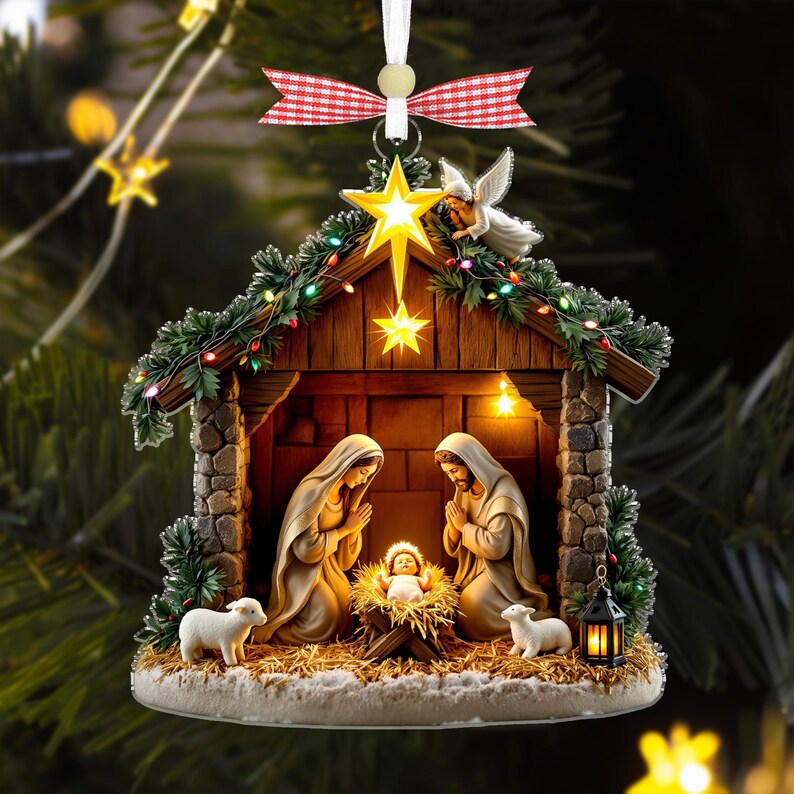 Nativity Scene Acrylic Ornament,jesus Birth Ornament,holy Family ...