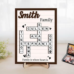 Scrabble Family Personalized, Scrabble Puzzle Sign, Grandkids Crossword ...
