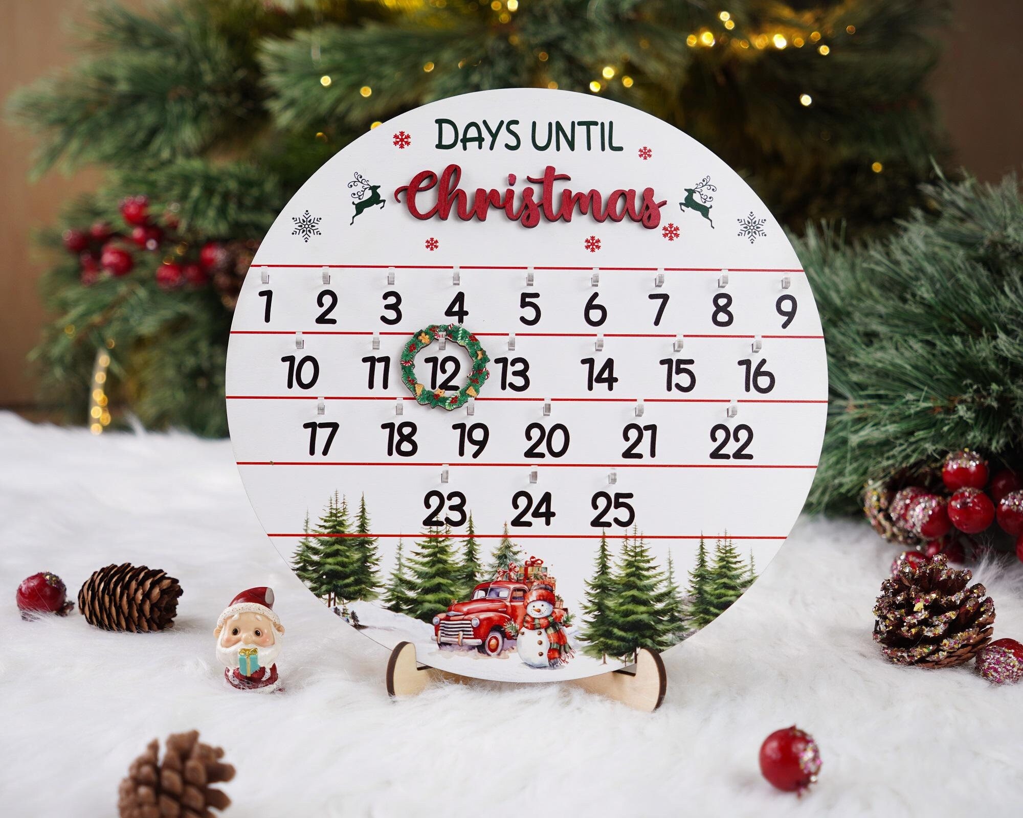 Countdown to Christmas, Round Christmas Countdown Advent Calendar, Days ...