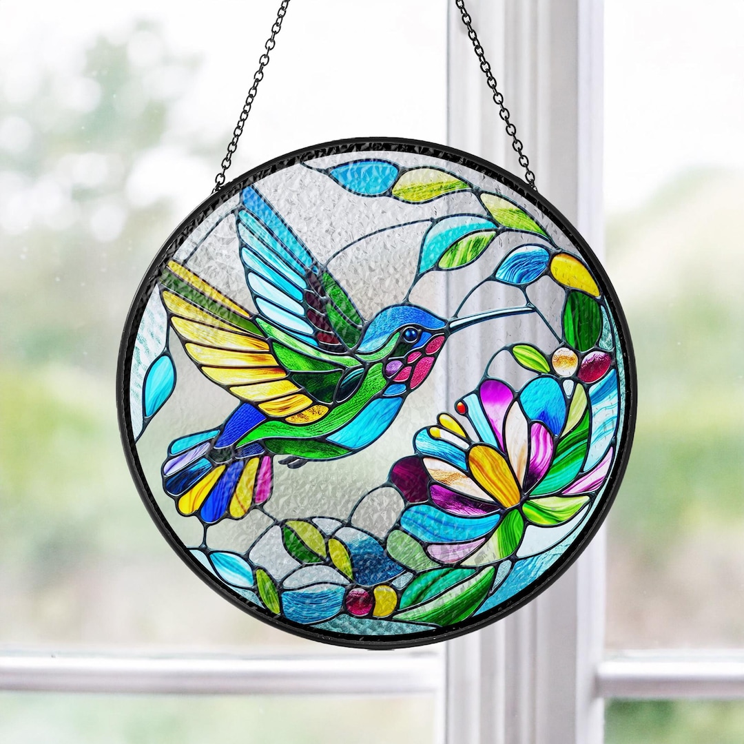 Stained Glass Hummingbird Suncatcher, Stained Glass, Hummingbird ...