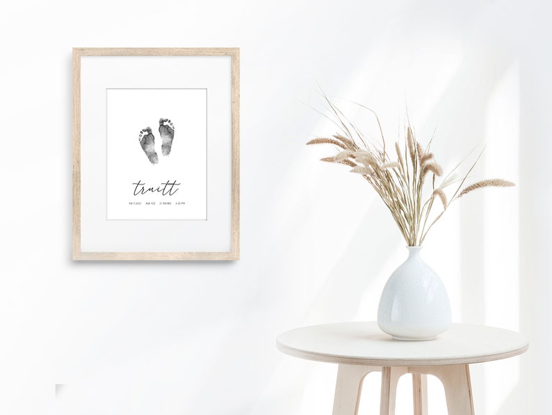 Personalized Birth Print, Footprint Keepsake, Birthstats Printable ...