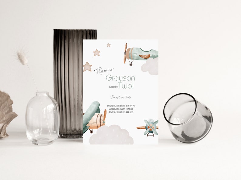 Editable Airplane Birthday Invitation Template Aviation - Etsy