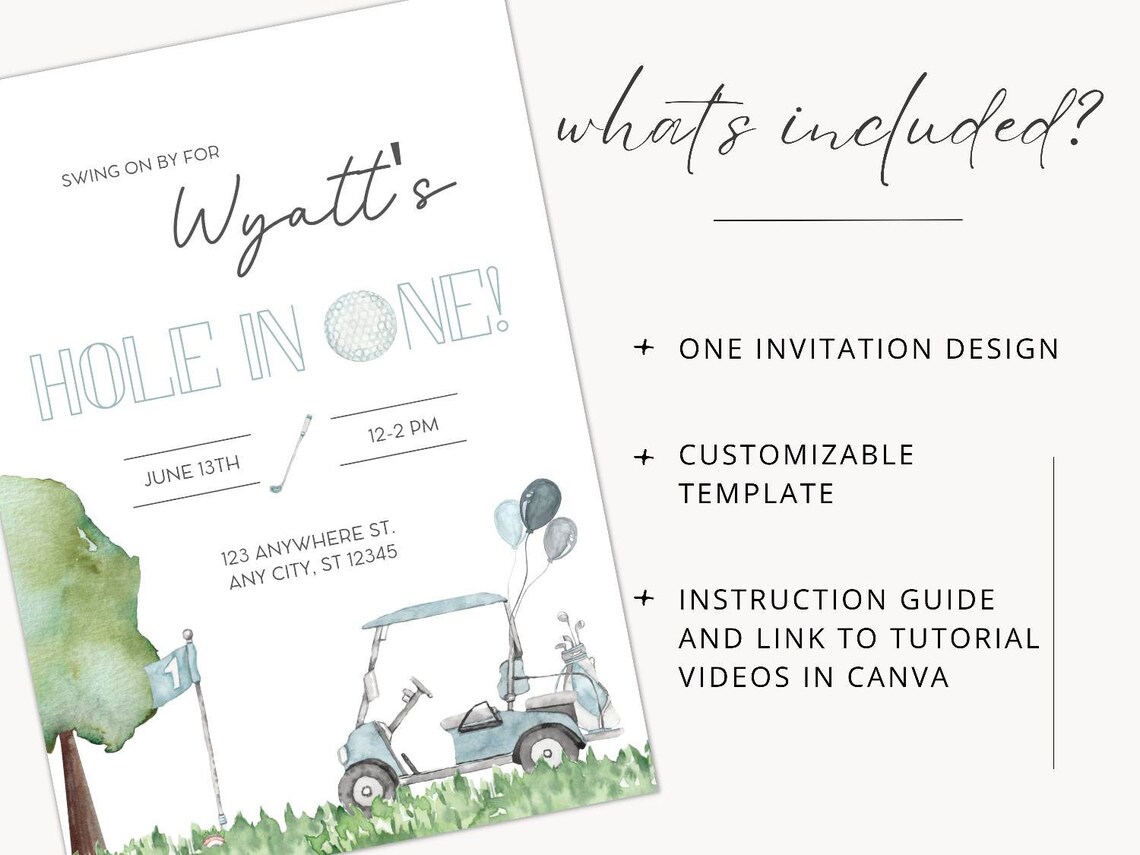 Golf First Birthday Invitation Template Par-tee Golf - Etsy