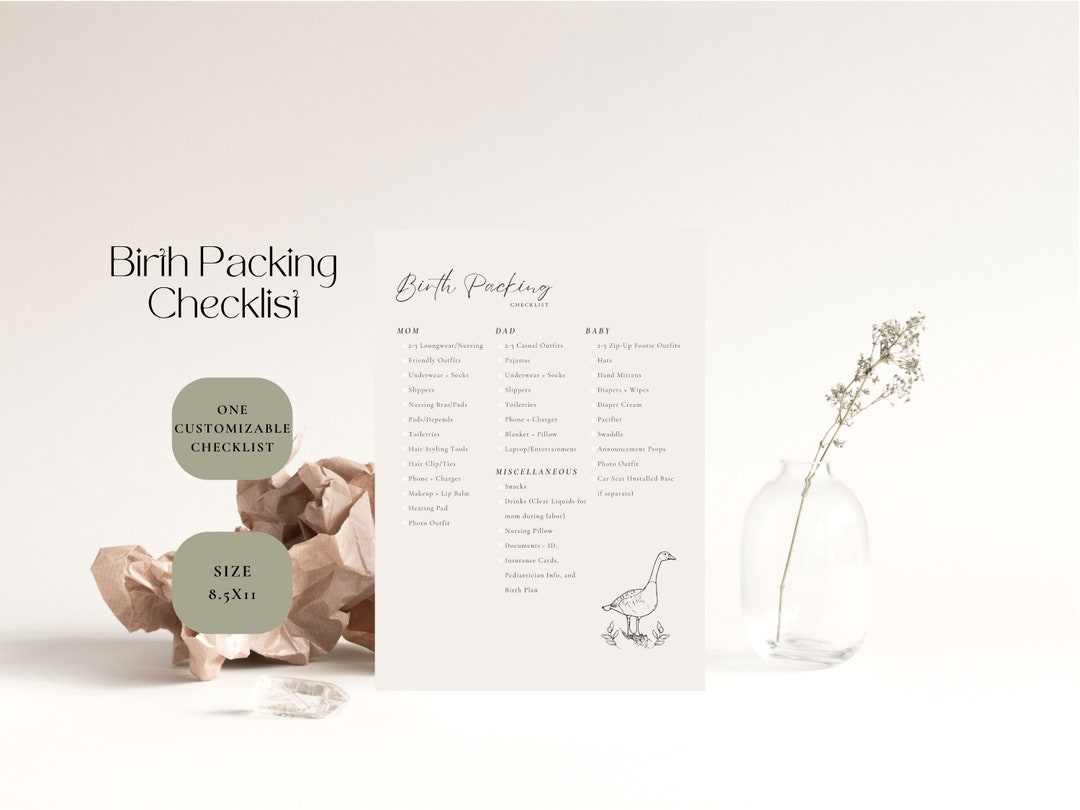 Hospital Bag Checklist | Birth Packing List | Labor and Delivery ...