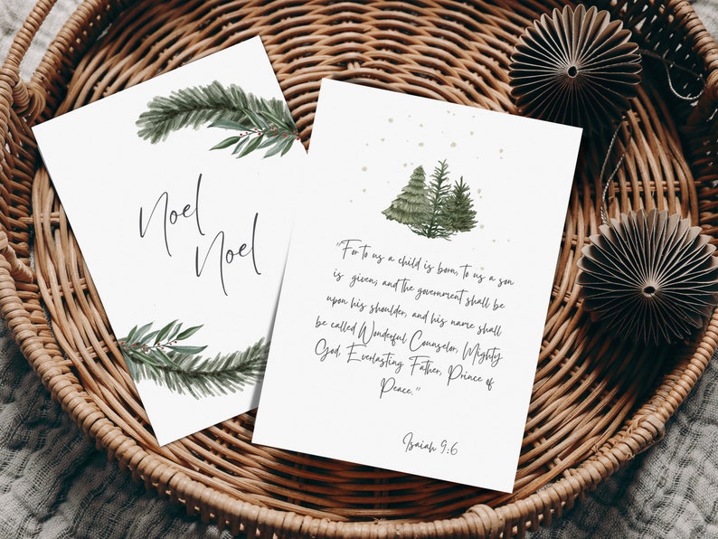 Christian Christmas Tree Card Set Religious Christmas Card Templates ...