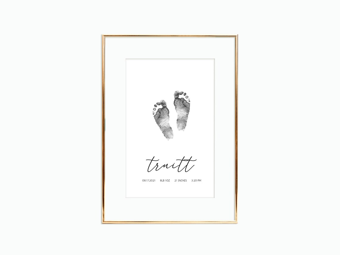 Personalized Birth Print, Footprint Keepsake, Birthstats Printable ...
