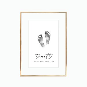 Personalized Birth Print, Footprint Keepsake, Birthstats Printable ...
