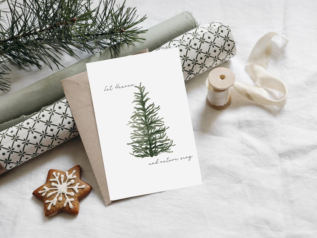 Christian Christmas Tree Card Set Religious Christmas Card Templates ...