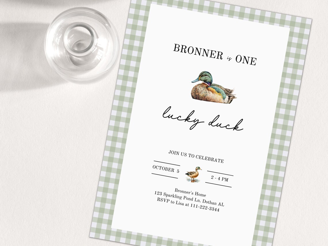 Editable Duck Birthday Invitation Mallard Party Invite Duck - Etsy