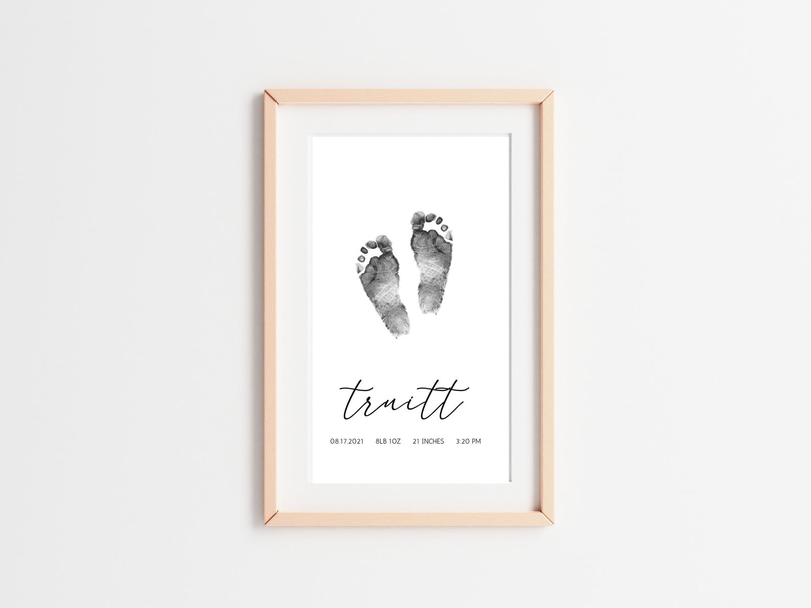 Personalized Birth Print, Footprint Keepsake, Birthstats Printable ...