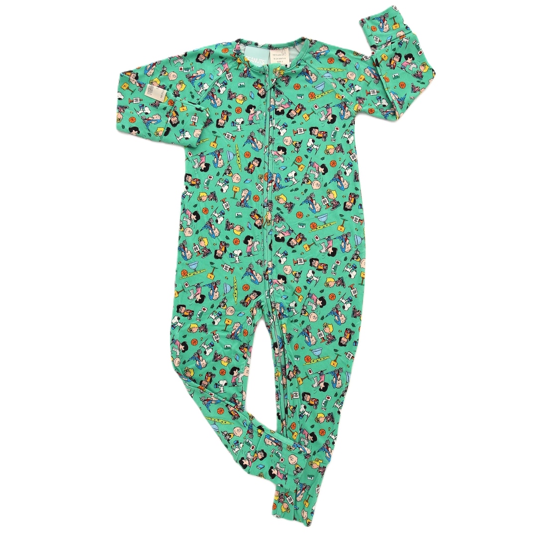 Snoopy the Green Collection Long/short Bamboo Zip-up Onesie bootysuit, Size 00-3T - Etsy