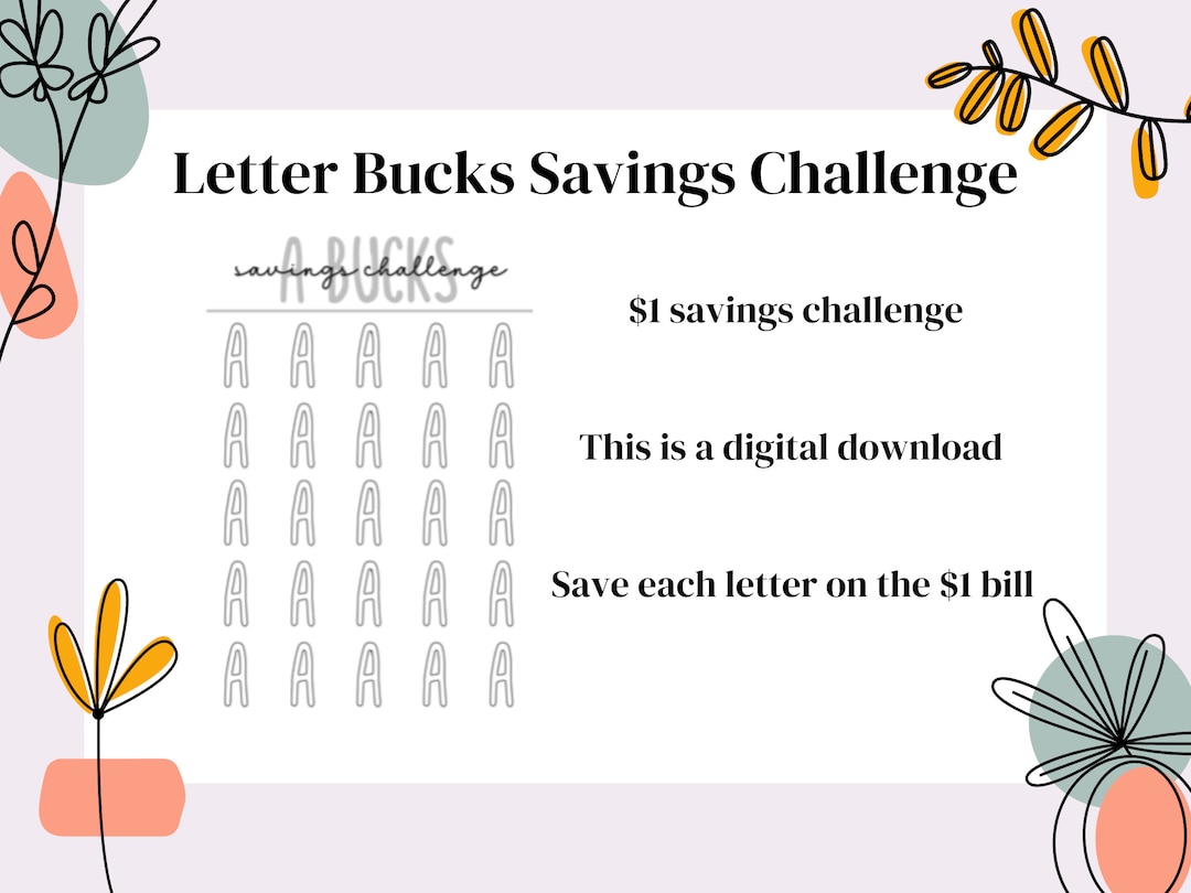 Letter Bucks Savings Challenge - Etsy