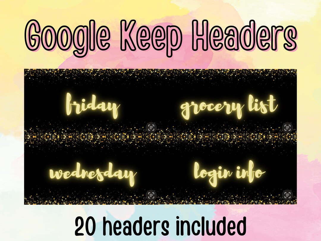 Black and Gold Google Keep Headers - Etsy