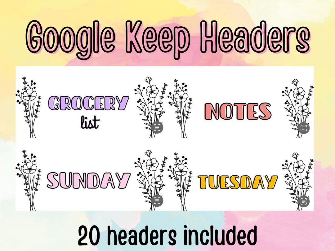 Simple Floral Google Keep Headers - Etsy