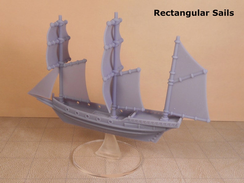 Xebec Sailing Ship Gaming Miniature 3D Printed Ship With Flying Stand ...