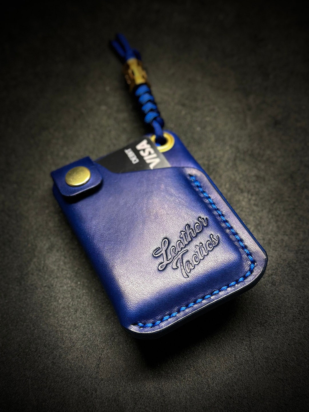 EDC Minimalist Wallet Prodigy Blue & Brass - Etsy