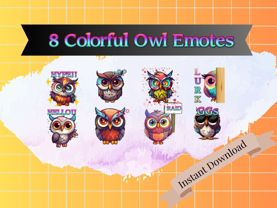 8 Colorful Owl Twitch Emotes Bundle, Hype, Ggs - Etsy