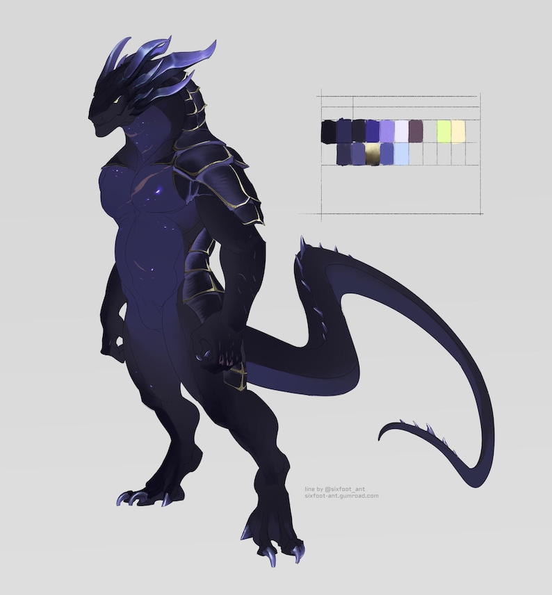 Anthro Dragon / Reptile Reference Sheet Base - Make Your Own Adopts and ...