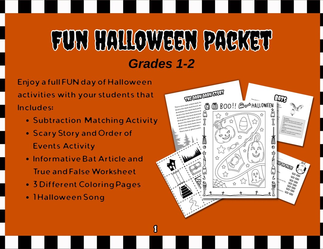 Fun Halloween Packet Grades 1-2 - Etsy