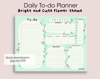 Dandelion Daily Planner, Digital Planner, Printable, Meal Planner ...