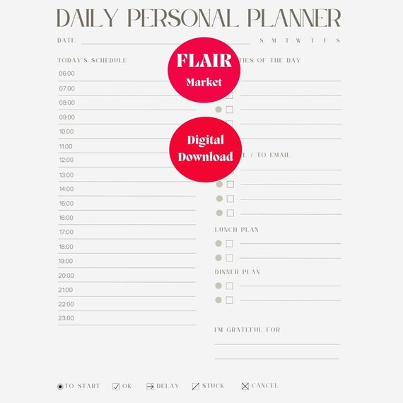 Daily Planner Day Planner Printable Planner Instant - Etsy