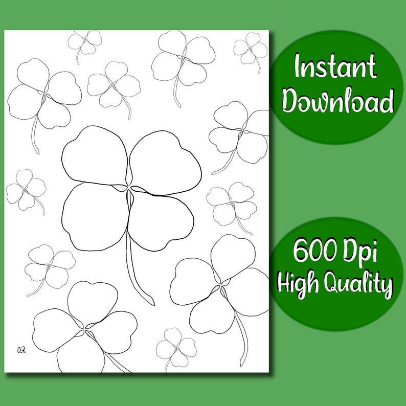 Four Leaf Clovers Printable Coloring Page - Etsy