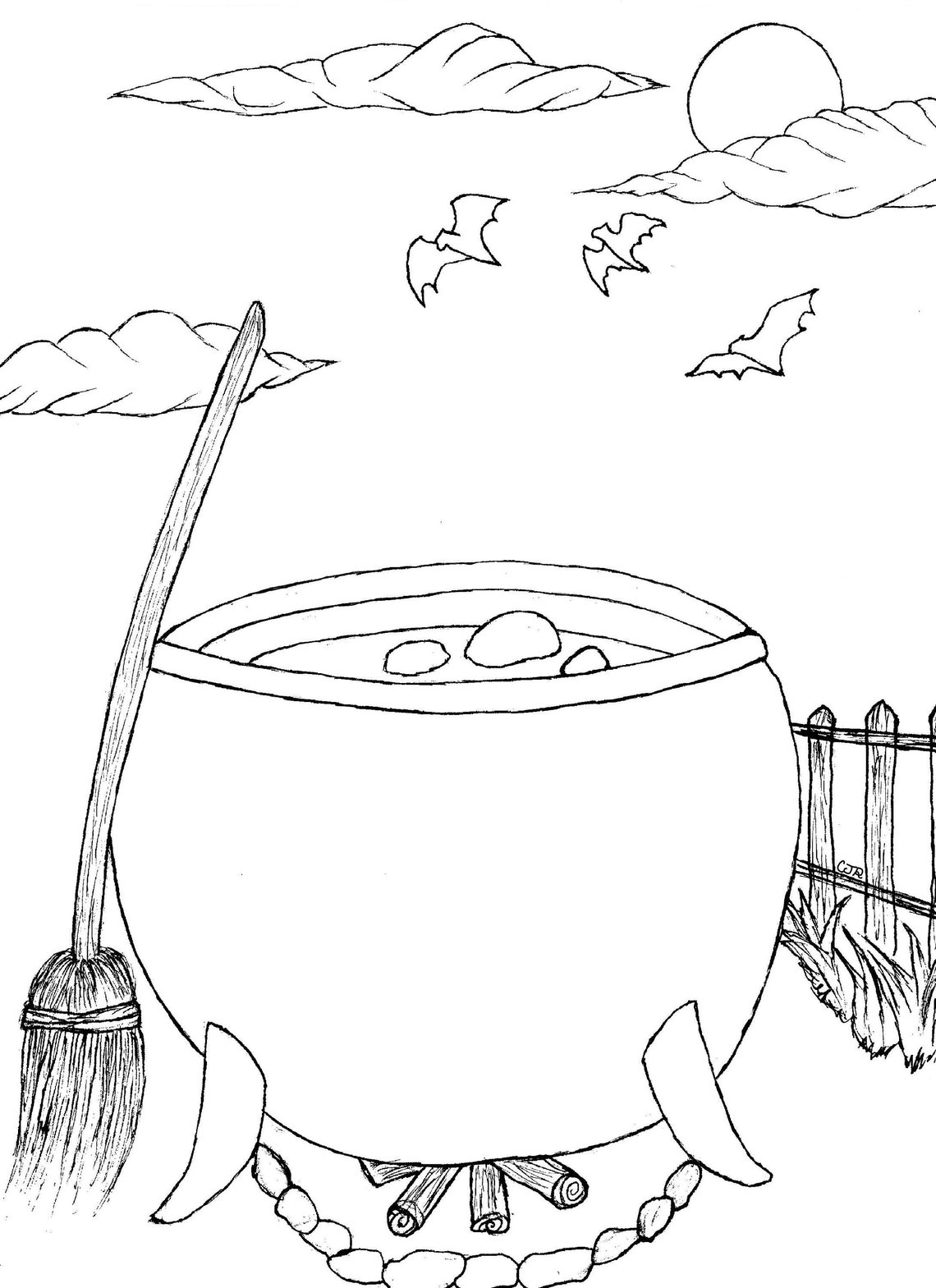 Cauldron Printable Coloring Page - Etsy