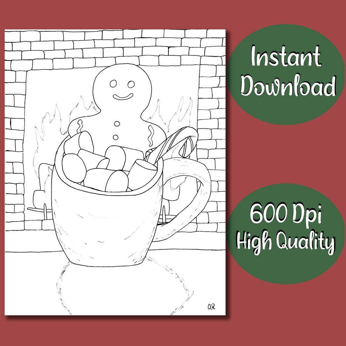 Festive Hot Cocoa Printable Coloring Page - Etsy