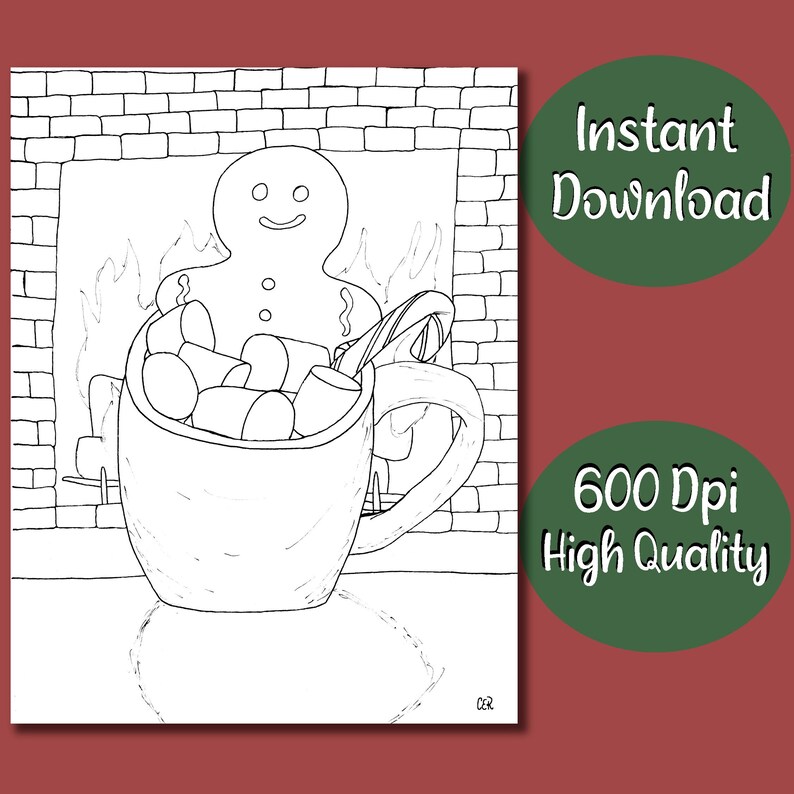 Festive Hot Cocoa Printable Coloring Page - Etsy