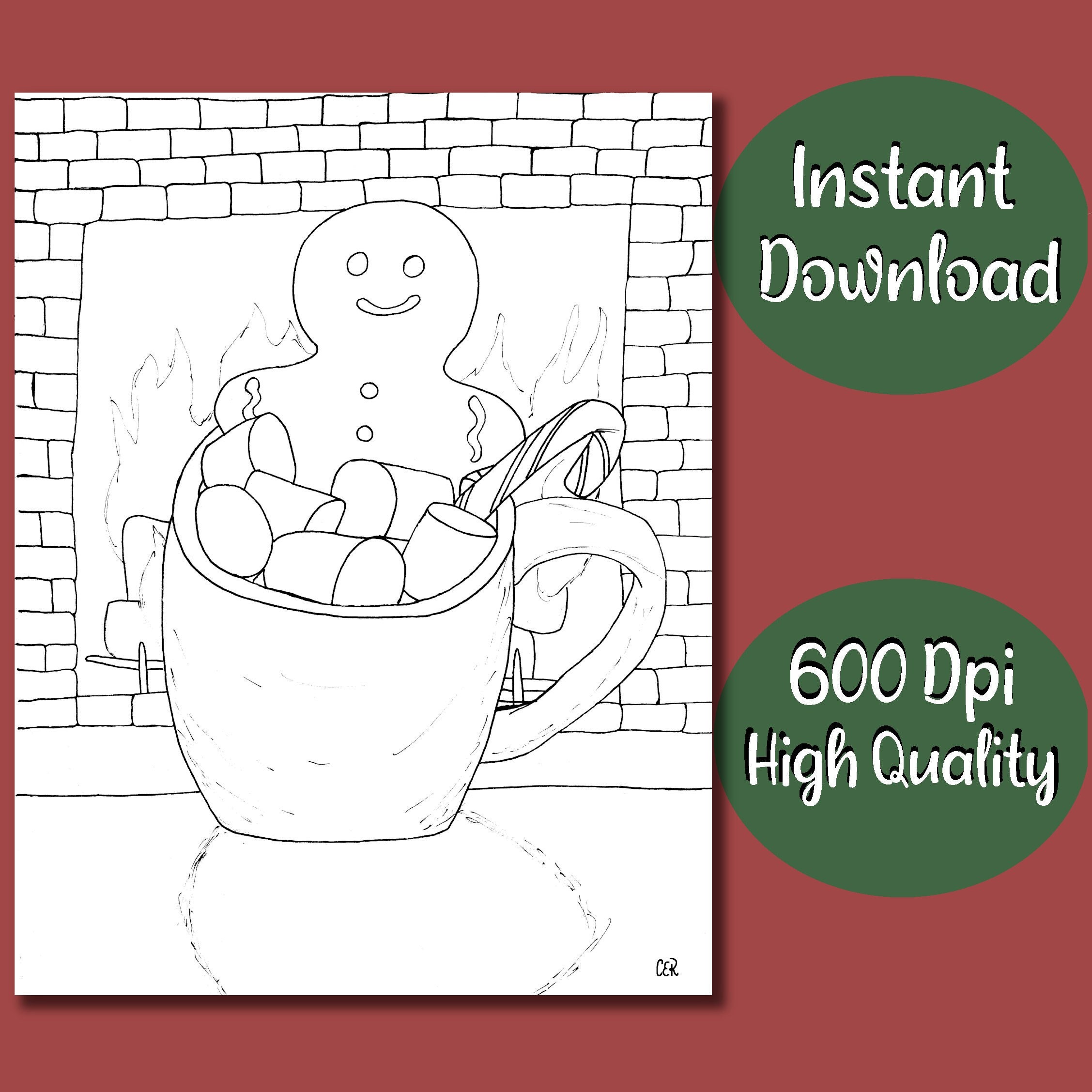 Festive Hot Cocoa Printable Coloring Page - Etsy