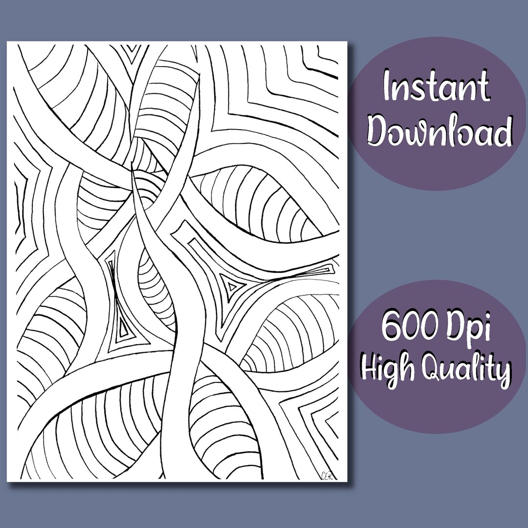 Curvy Lines Abstract Printable Coloring Page - Etsy