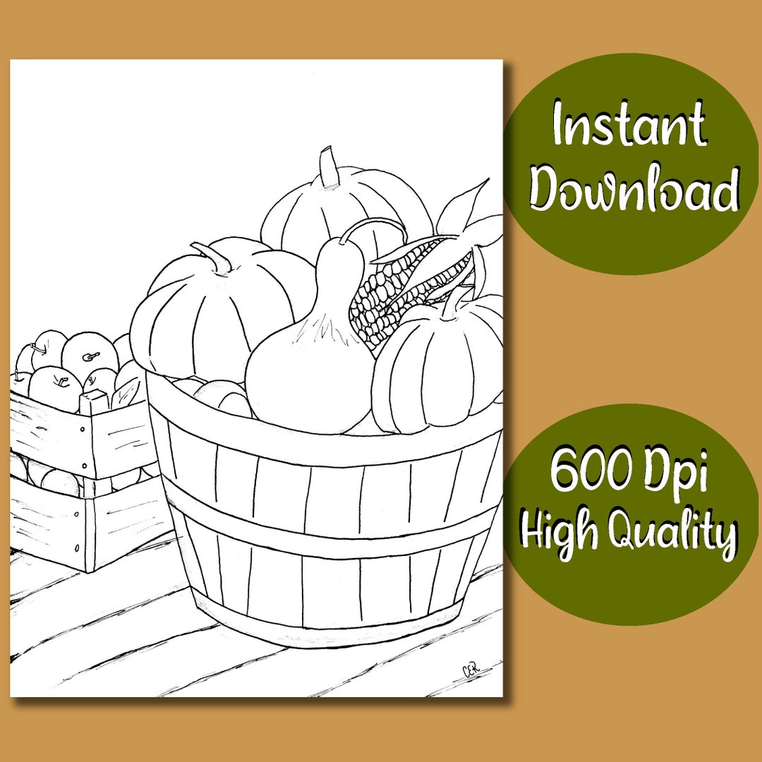 Plentiful Harvest Printable Coloring Page - Etsy