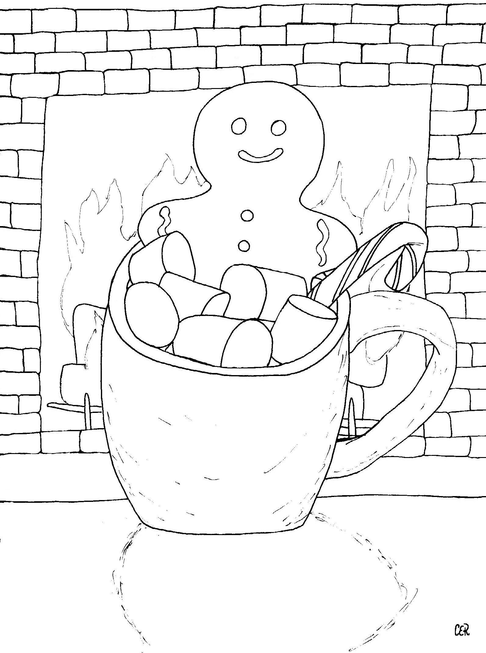 Festive Hot Cocoa Printable Coloring Page - Etsy