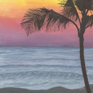 Tropical Sunset 8"x8" Gouache Original Painting - Etsy