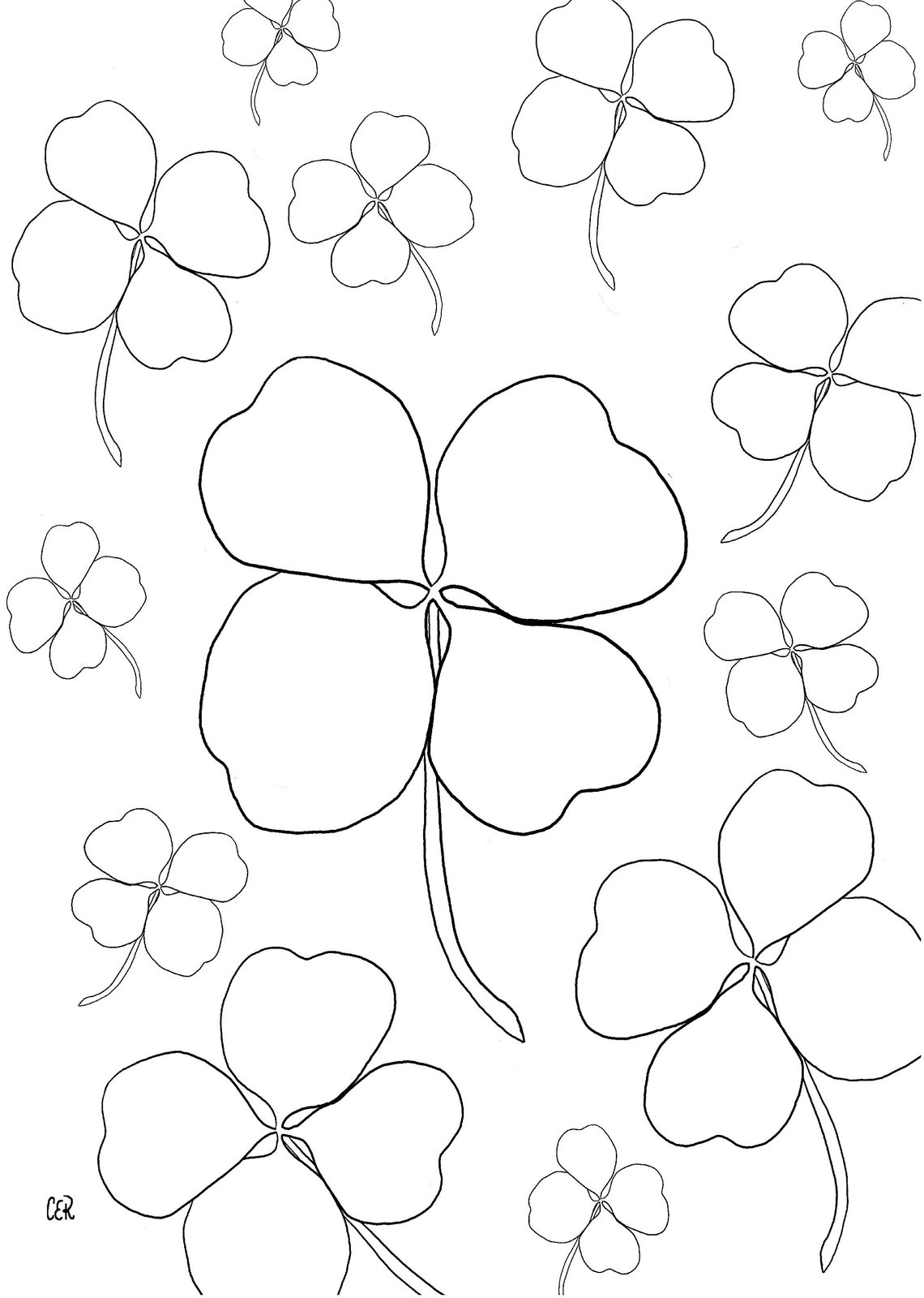 Four Leaf Clovers Printable Coloring Page - Etsy