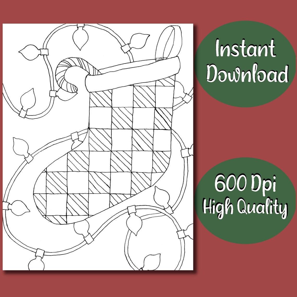 Festive Stocking Printable Coloring Page - Etsy