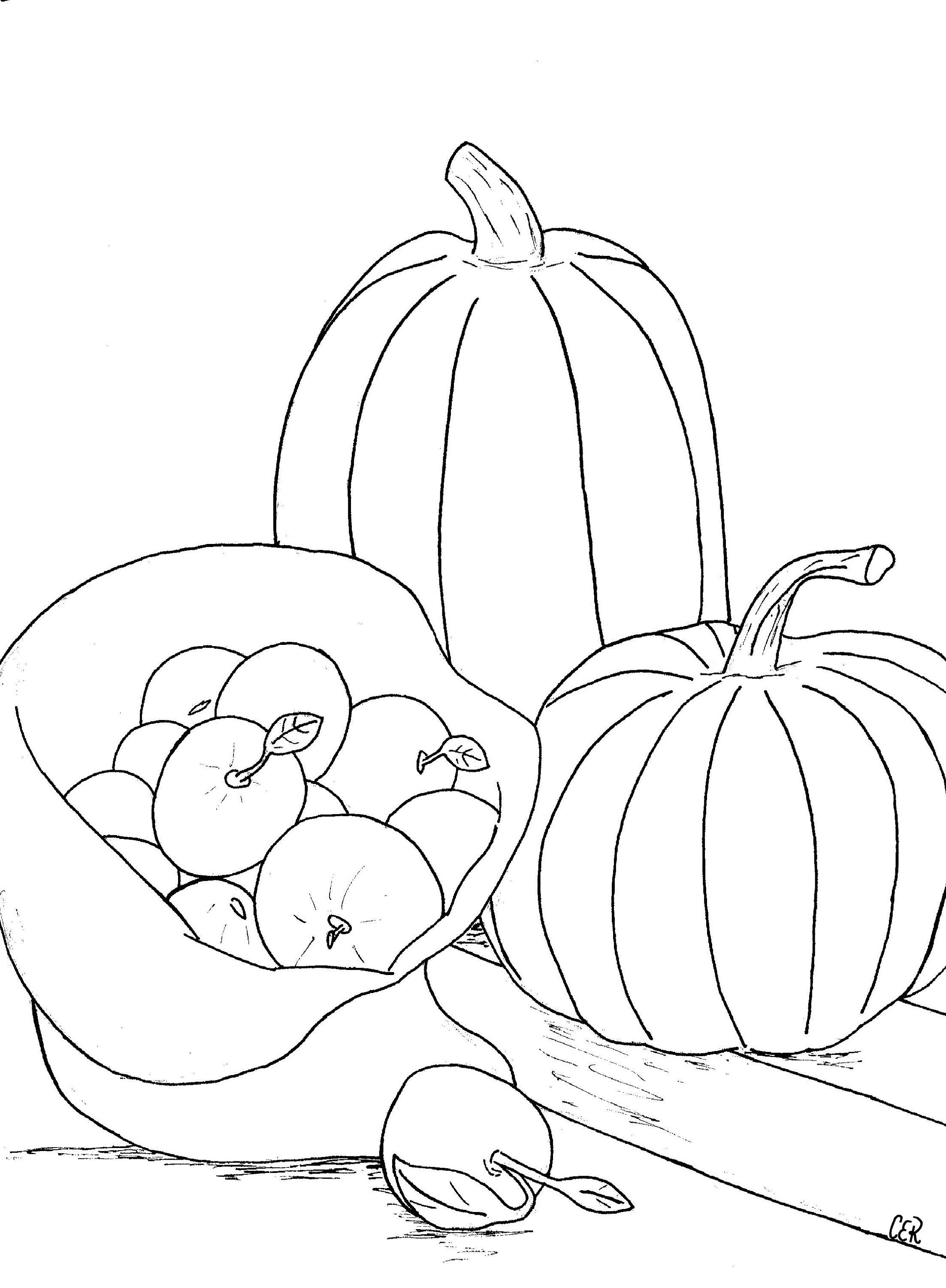 Apple & Pumpkin Harvest Printable Coloring Page - Etsy