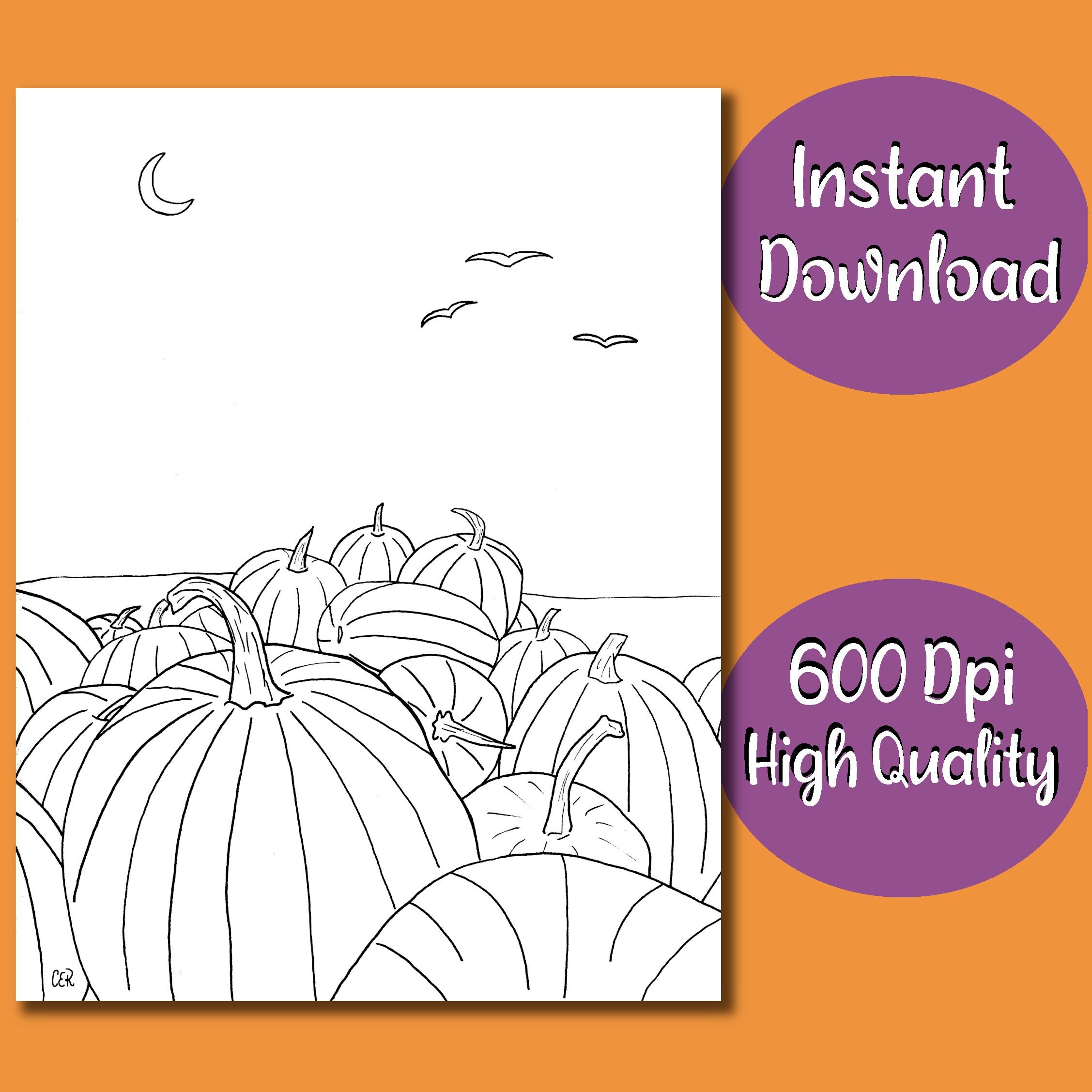 Night at the Pumpkin Patch Printable Coloring Page - Etsy