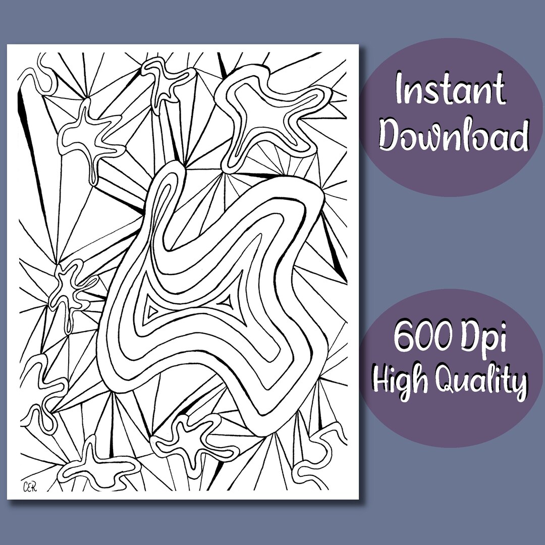 Curvy Blob Abstract Printable Coloring Page - Etsy