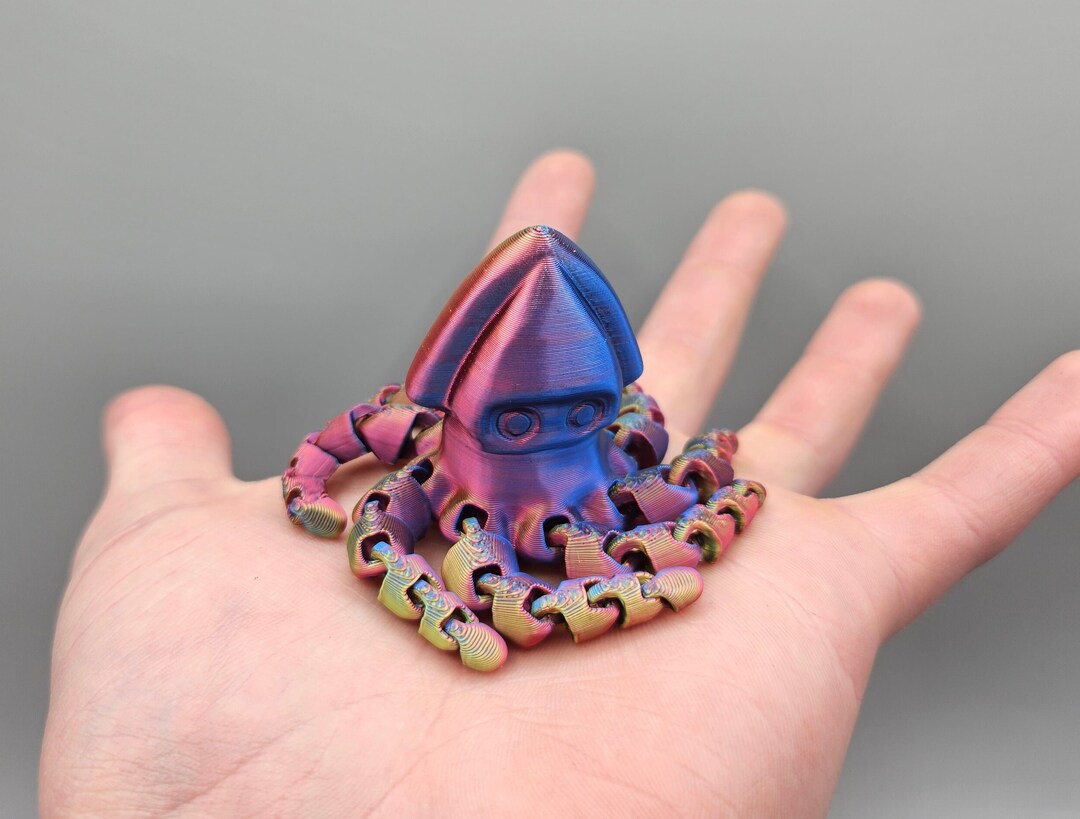 Articulated Fidget Squid Toy / Flexible 3D Printed Fidget Toy for Kids ...