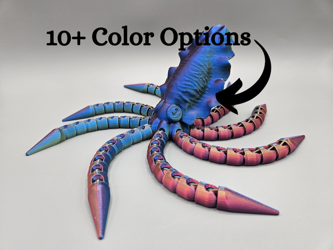 Articulated Squid Fidget Toy Flexible 3D Printed Squid 10 Colors - Etsy