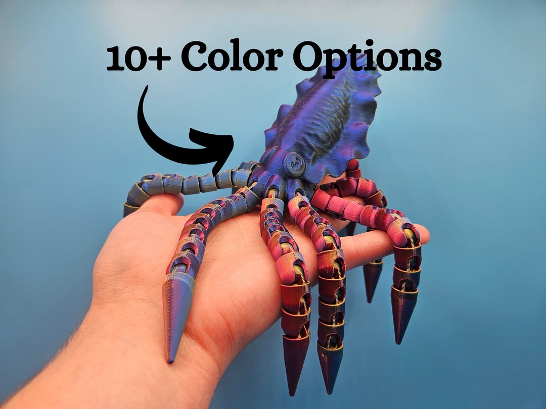 Articulated Lifelike Squid Fidget Toy 3D Printed Squid Toy / 10+ Colors ...