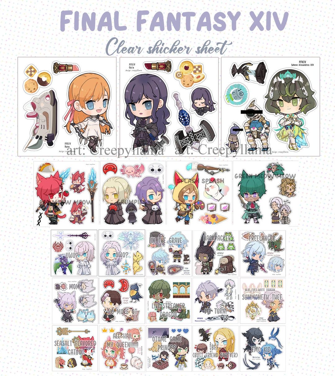 FF14 Scion Clear Sticker Sheet | Final Fantasy XIV - Etsy Canada
