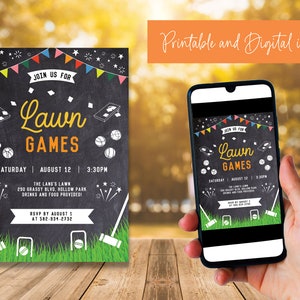 Lawn Games Party Invitation: Editable Outdoor Family Invite (digital ...
