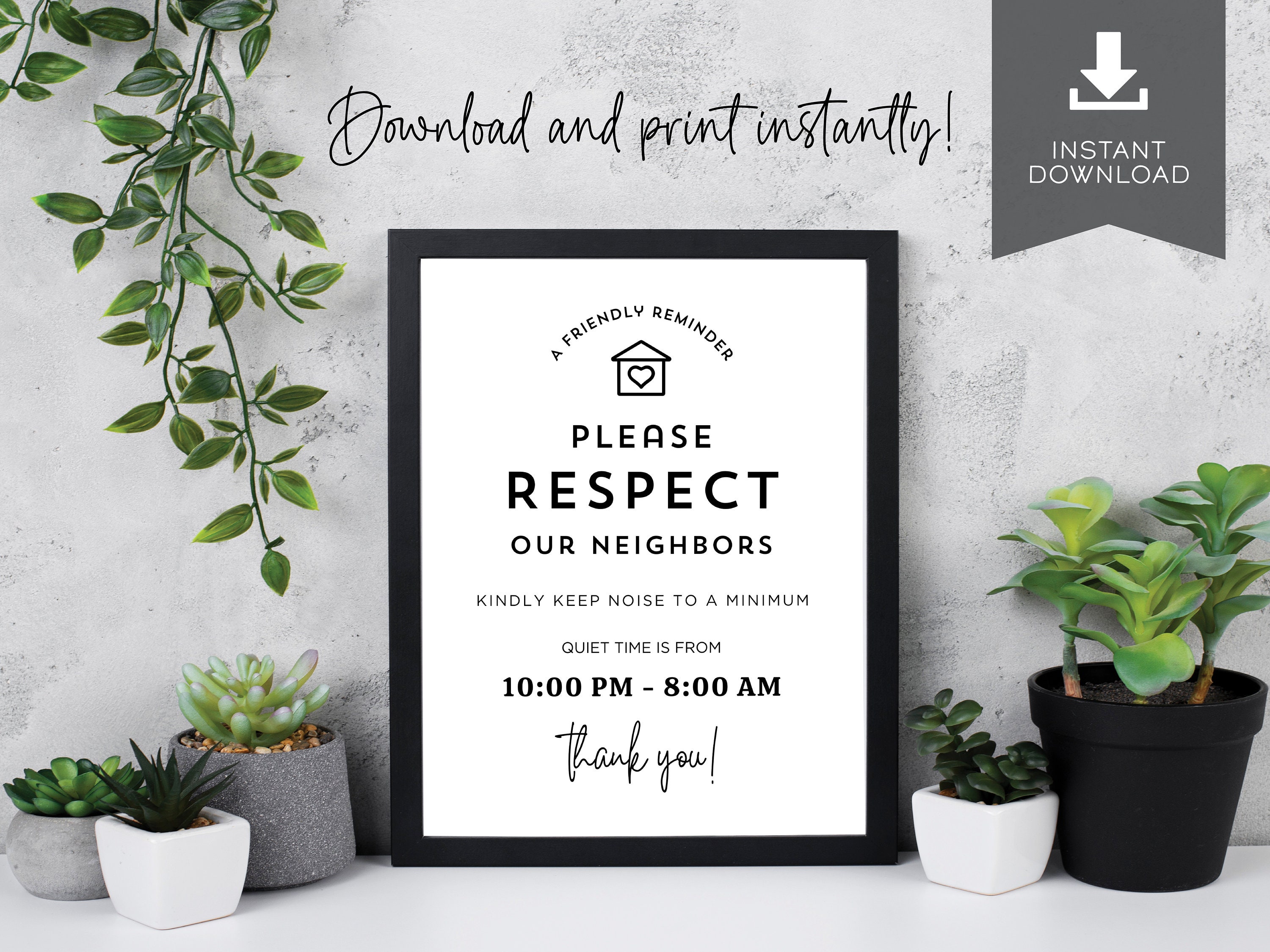 Airbnb No Noise Sign, Editable Canva Template, Quiet Hours, Respect Our ...