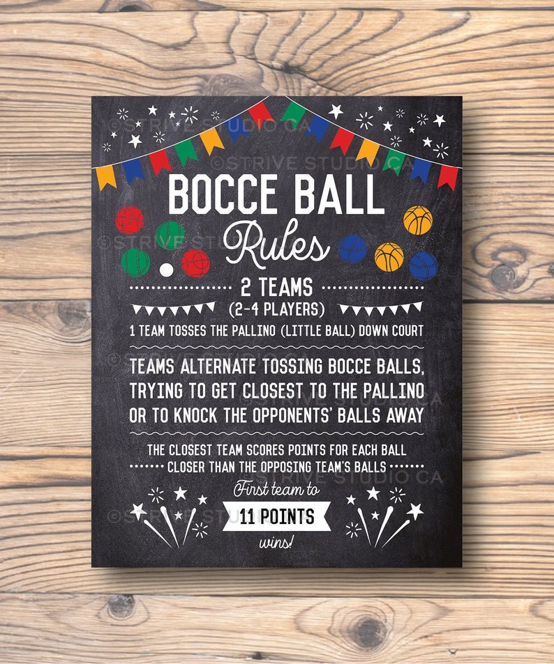 Bocce Ball Rules Sign: Backyard Wedding Game Poster (instant Download ...