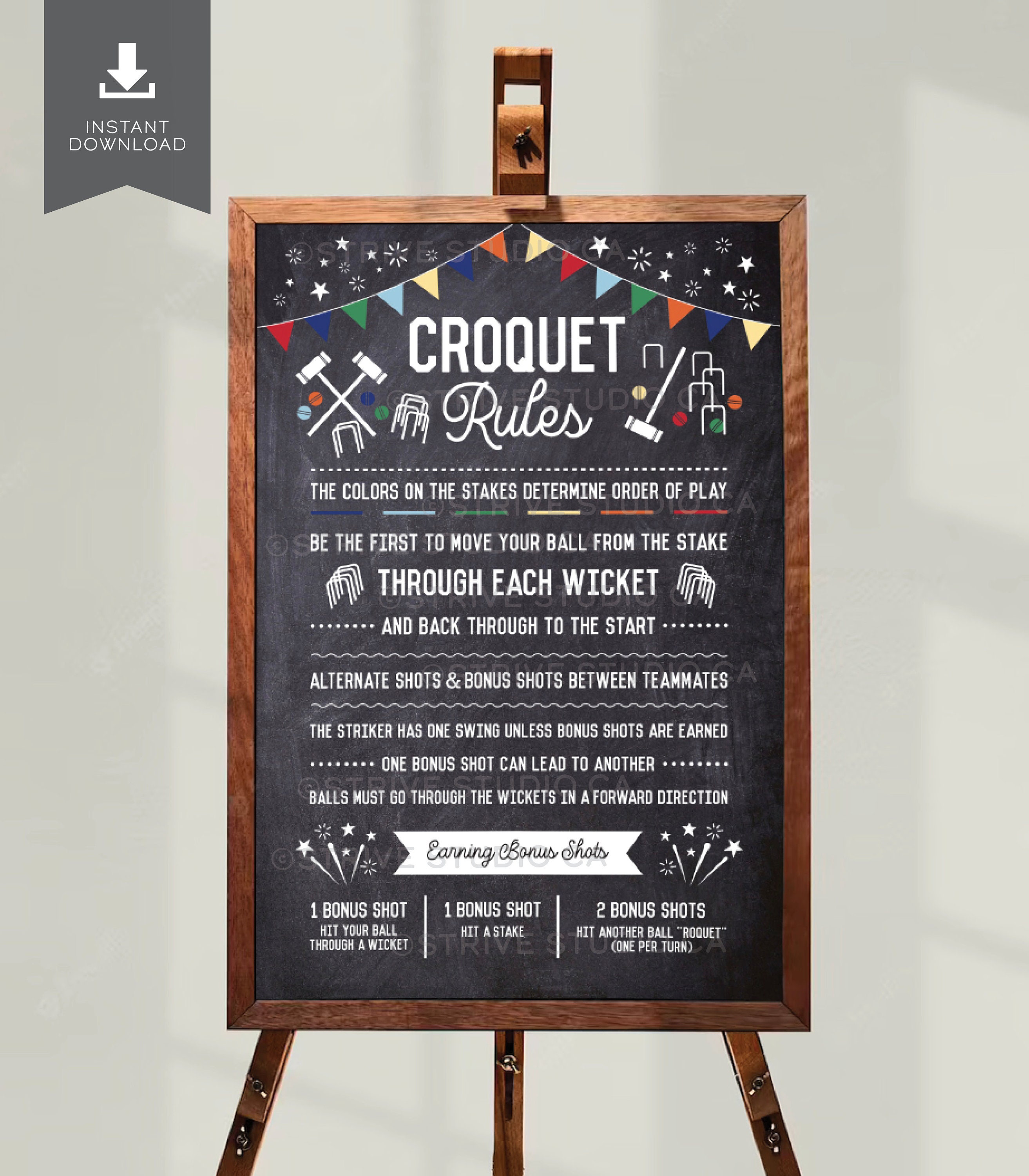 Croquet Rules Sign: Backyard Lawn Game Printable (instant Download) - Etsy
