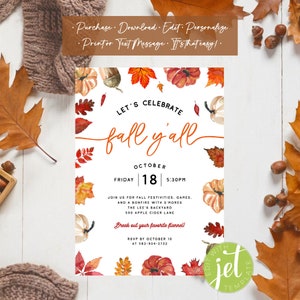 Fall Y'all Party Invitation: Editable Template (digital Download) - Etsy
