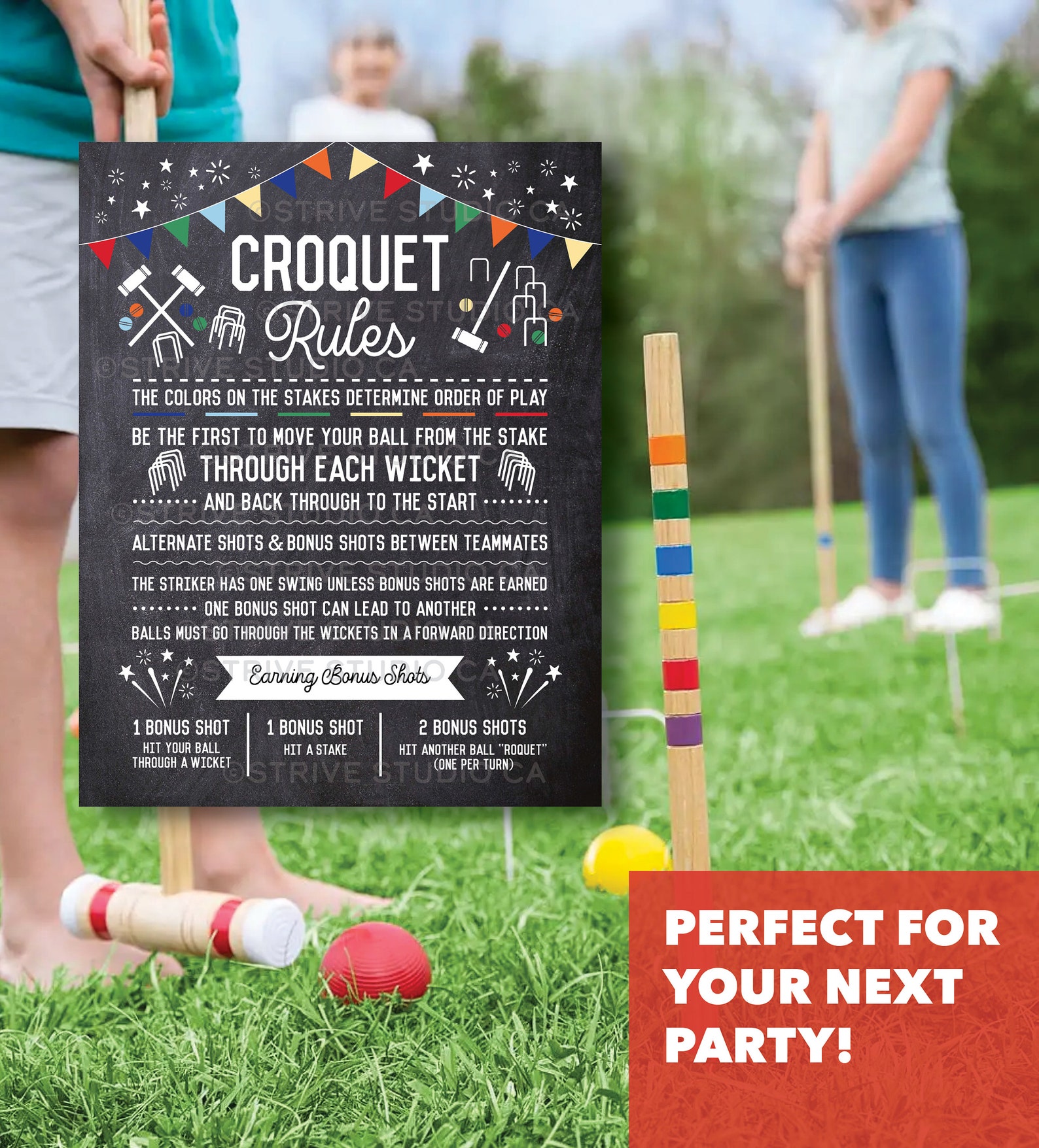 Croquet Rules Sign, Croquet Game Sign, Yard Sign, Outdoor Party Game ...